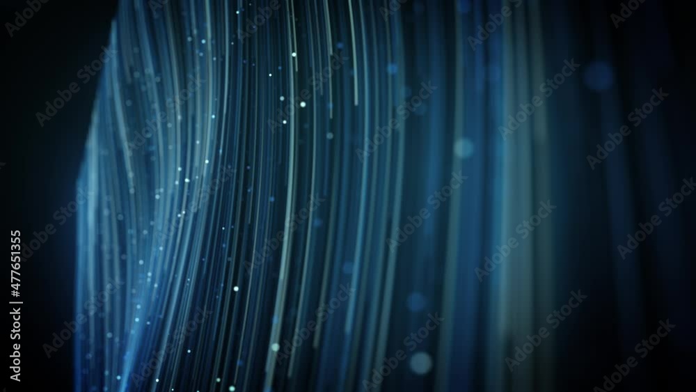 Abstract Light Fiber Strings Flowing Background Loop/ 4k animation of ...