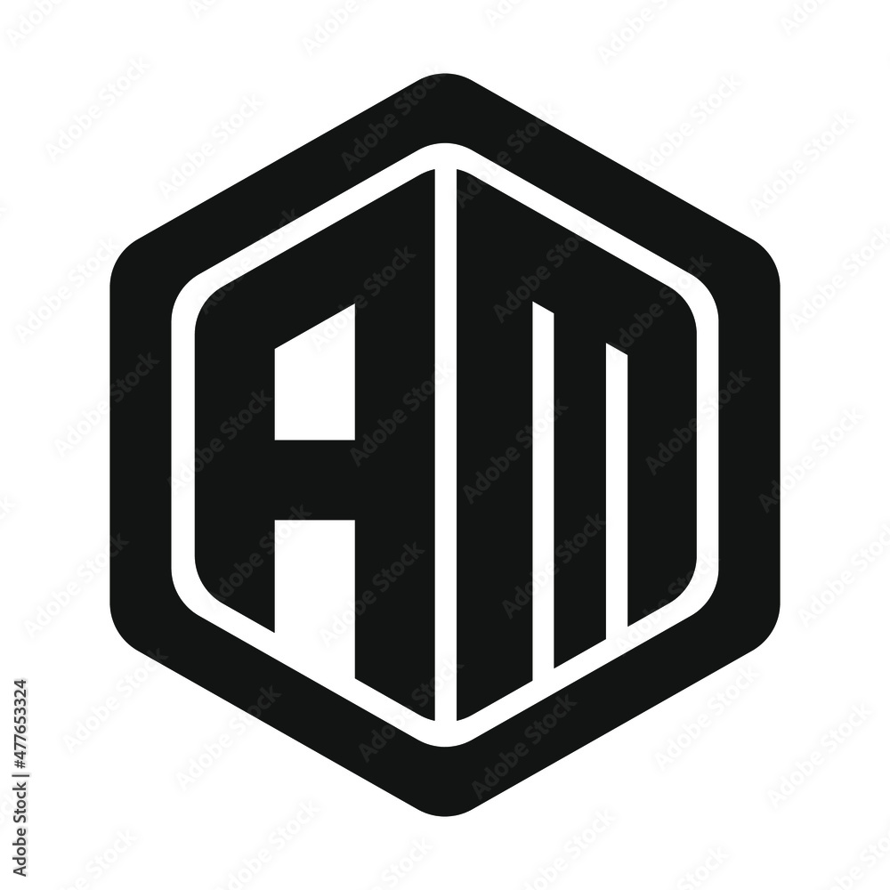 AM letter logo design emblem vector icon. Letter AM logo template with ...
