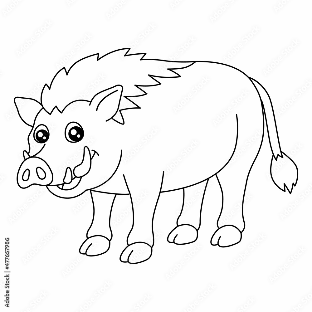 Warthog Coloring Page Isolated for Kids Stock Vector | Adobe Stock