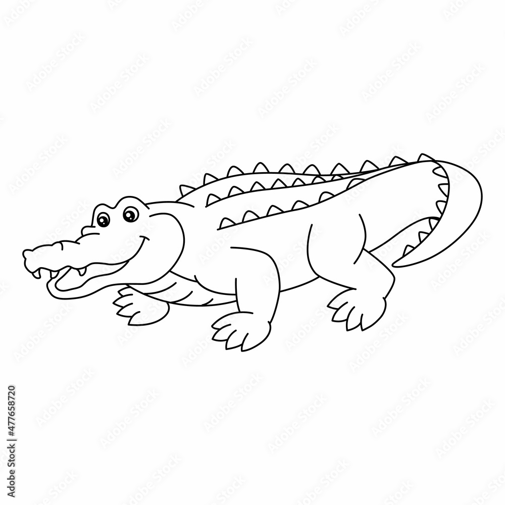 Crocodile Coloring Page Isolated for Kids Stock Vector | Adobe Stock
