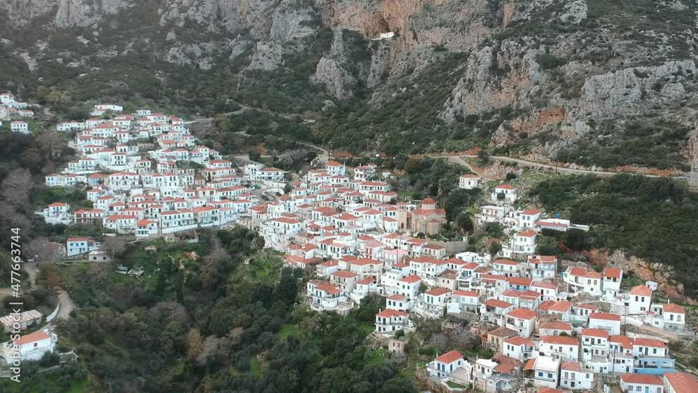 Panoramic view of the Historical Byzantine village Velanidia near cape ...