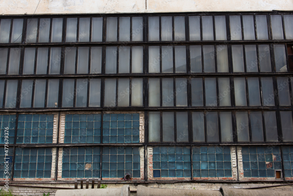 old soviet constructivist industrial building exterior facade with ...