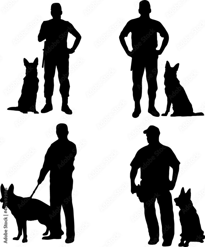 Police K9 Dog Unit Silhouette Pack Stock Vector | Adobe Stock