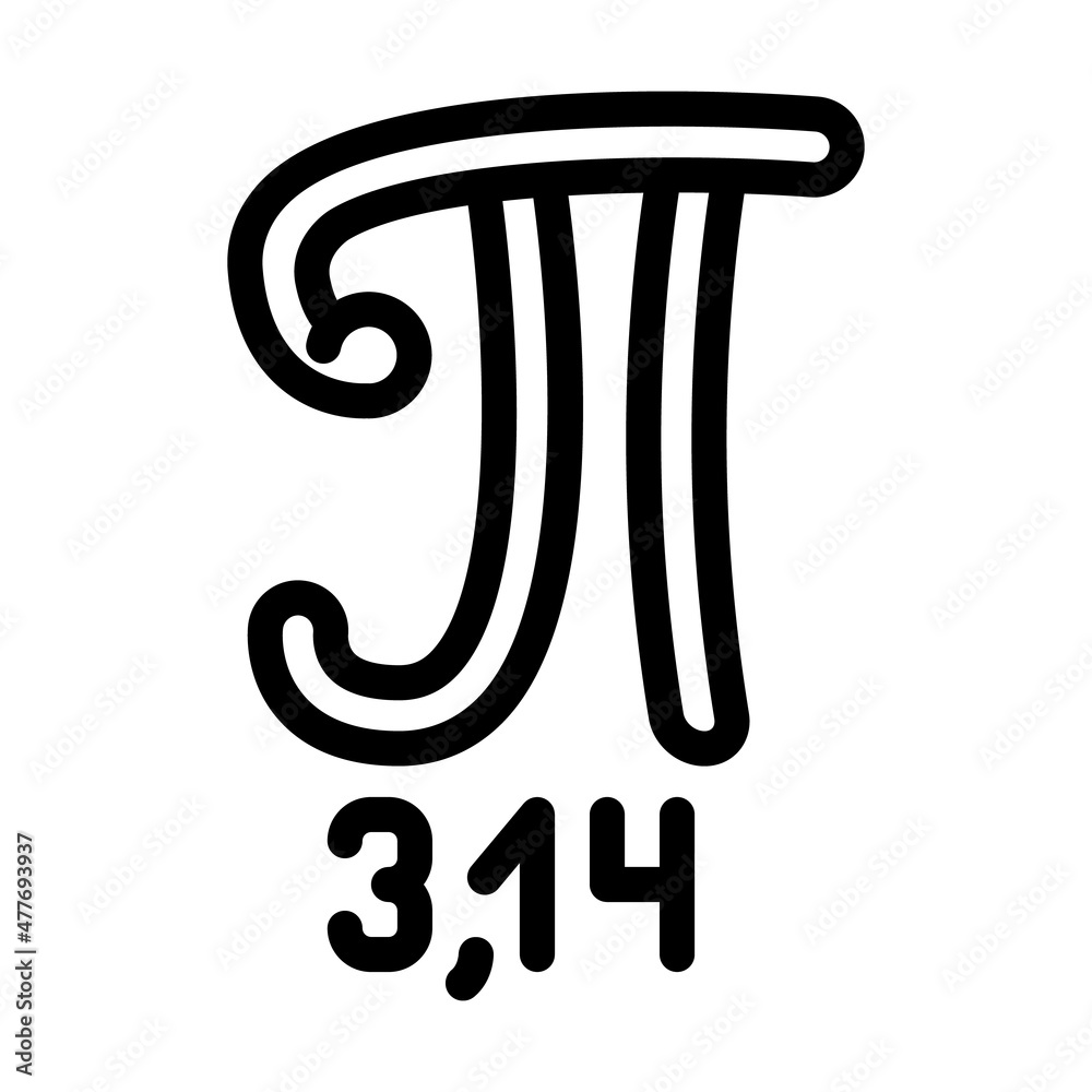pi number line icon vector. pi number sign. isolated contour symbol ...