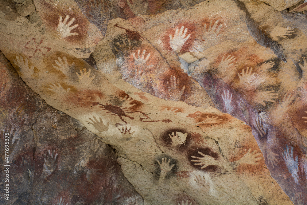 Archaeological site Cueva de las manos (Cave of Hands) with cave ...