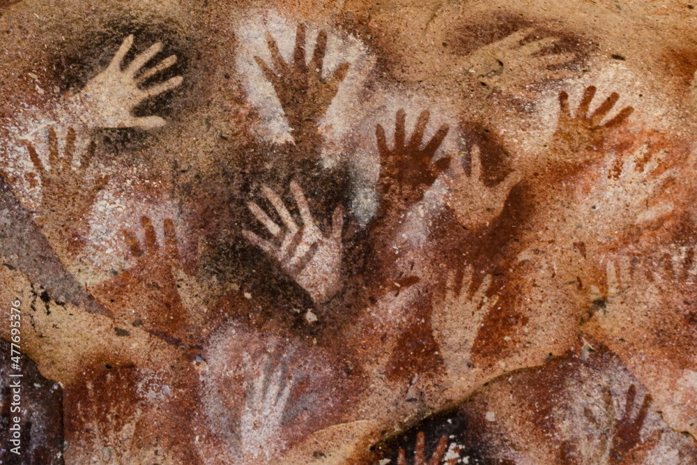 Archaeological site Cueva de las manos (Cave of Hands) with cave ...