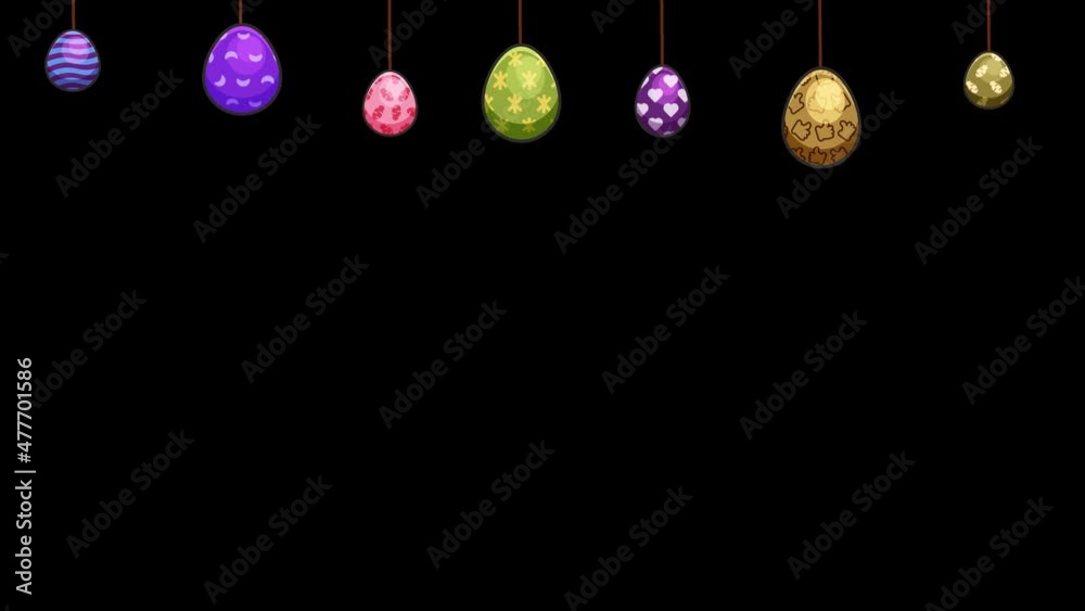 Isolated background with Easter eggs, animated decorations for greeting ...