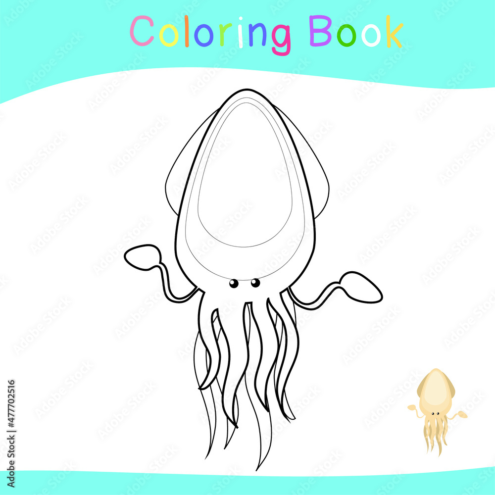 Coloring sea animals worksheet page. Educational printable coloring ...