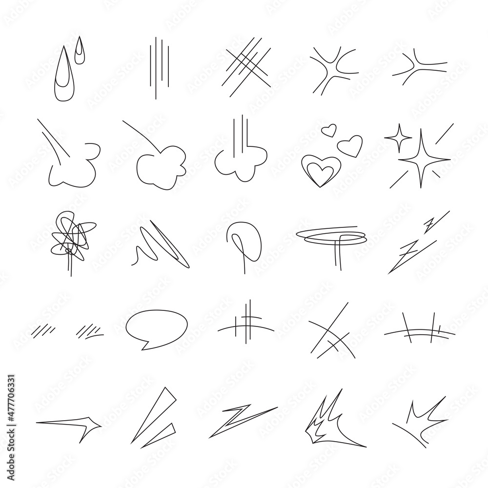 Vector Collection Set of Japanese Emote Designs Stock Vector | Adobe Stock