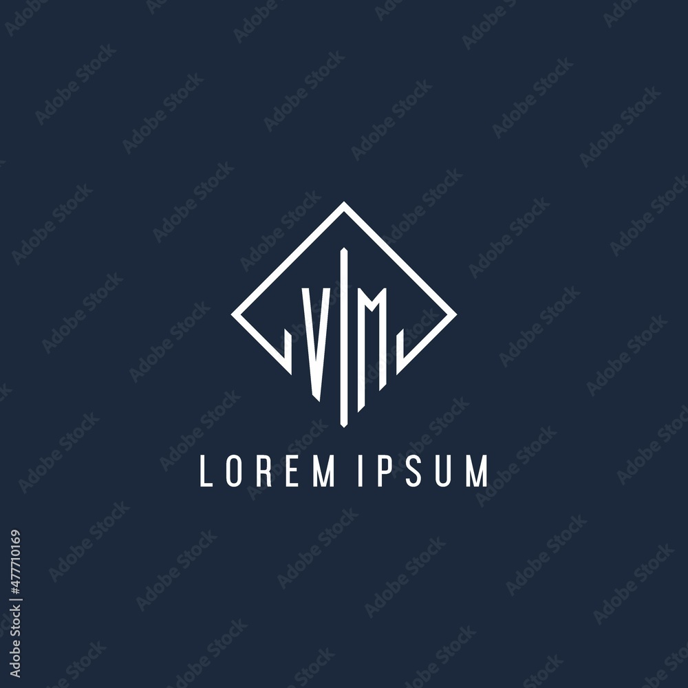 VM initial logo with luxury rectangle style design Stock Vector | Adobe ...