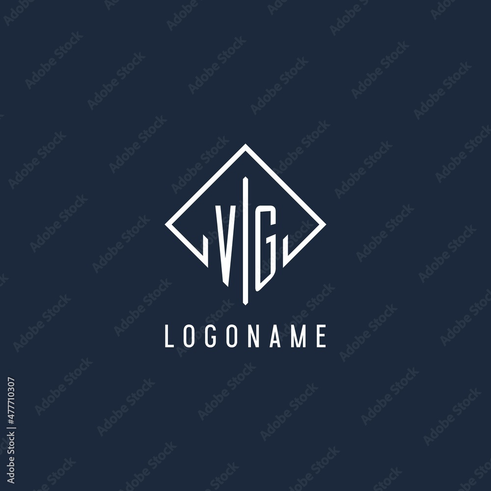 VG initial logo with luxury rectangle style design Stock Vector | Adobe ...