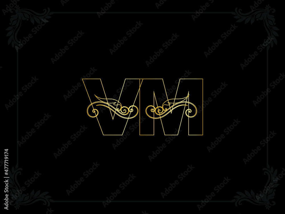 Luxury Vm Logo, Letter Vm monogram logo, gold color, luxury style ...