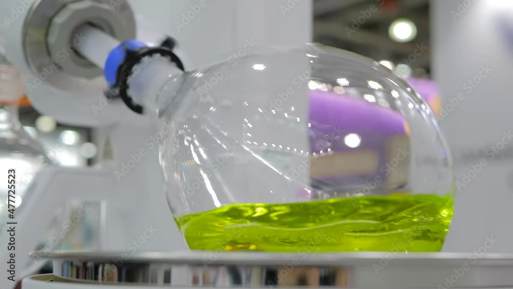 Close up: laboratory rotary evaporator - homogenization process ...