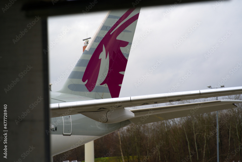 Long distance airplane Qatar Airways Airbus A350 A7-ALM at Dock ...