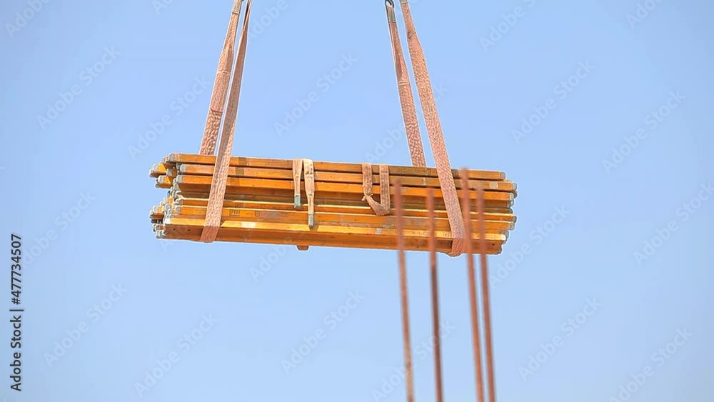 The formwork is lifted on a crane. Formwork for creating reinforced ...