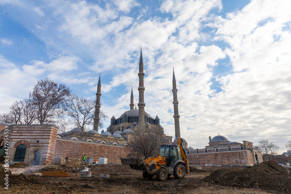Selimiye Mosque exterior view in Edirne City of Turkey. Edirne was ...
