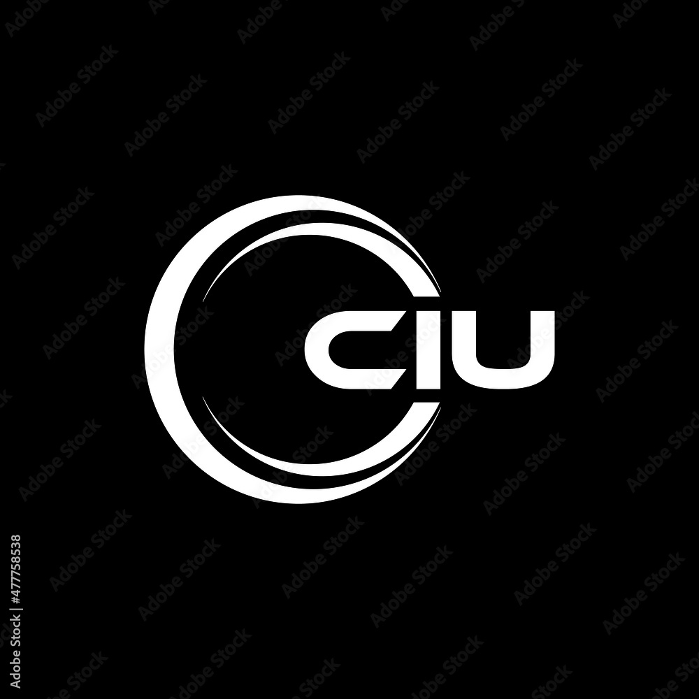Vetor do Stock: CIU letter logo design with black background in ...