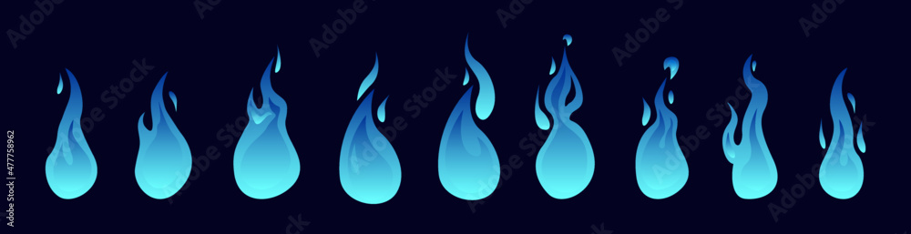 Blue flame. Fire animation sprites Stock Vector | Adobe Stock