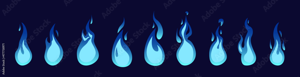 Blue flame. Fire animation sprites. Animation for game or cartoon ...