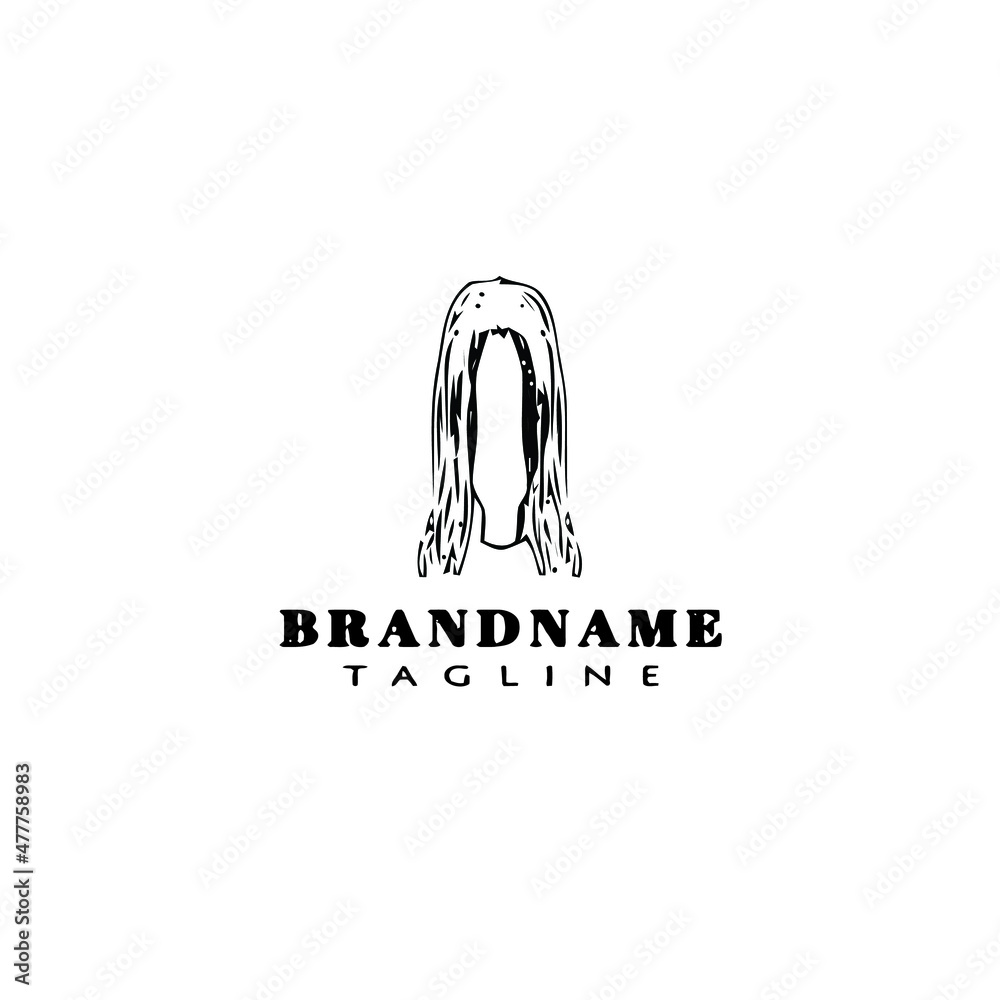 dreads logo cartoon template icon design black isolated vector ...