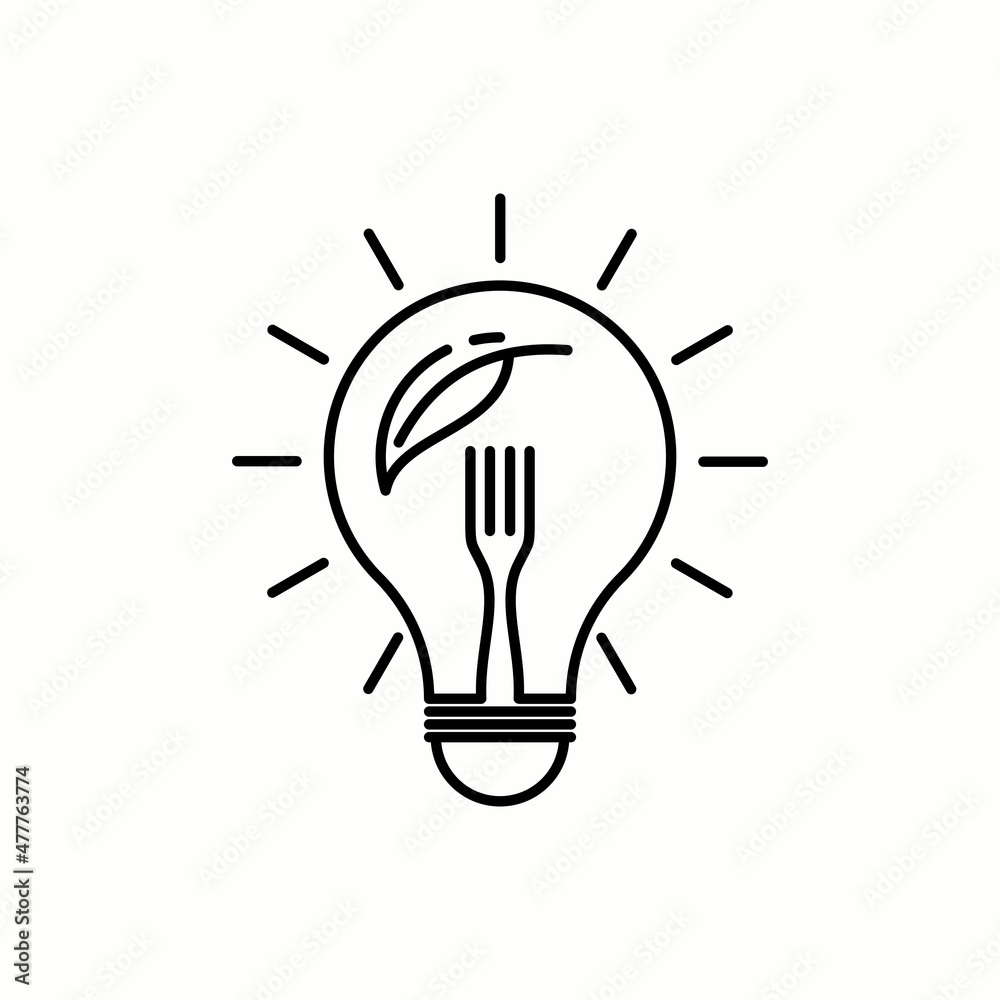 light bulb fork leaf for cafe restaurant logo design Stock Vector ...