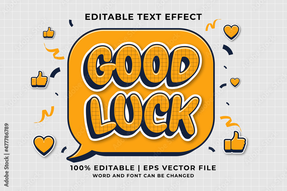 Editable text effect - Good Luck Cartoon template style premium vector ...