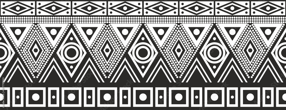 Vector monochrome seamless Native American border. Endless pattern of ...