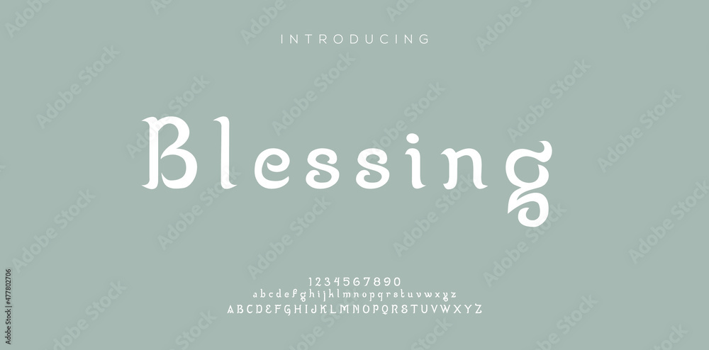 Modern Minimal luxury BLESSING Font and Alphabets. Unique tech typeface ...