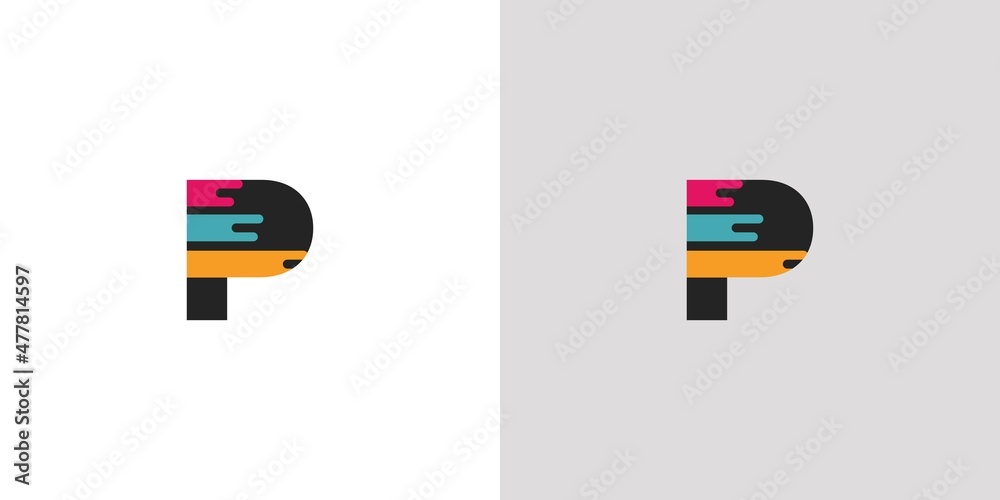 Abstract and modern letter P initial paint logo design 1 Stock Vector ...