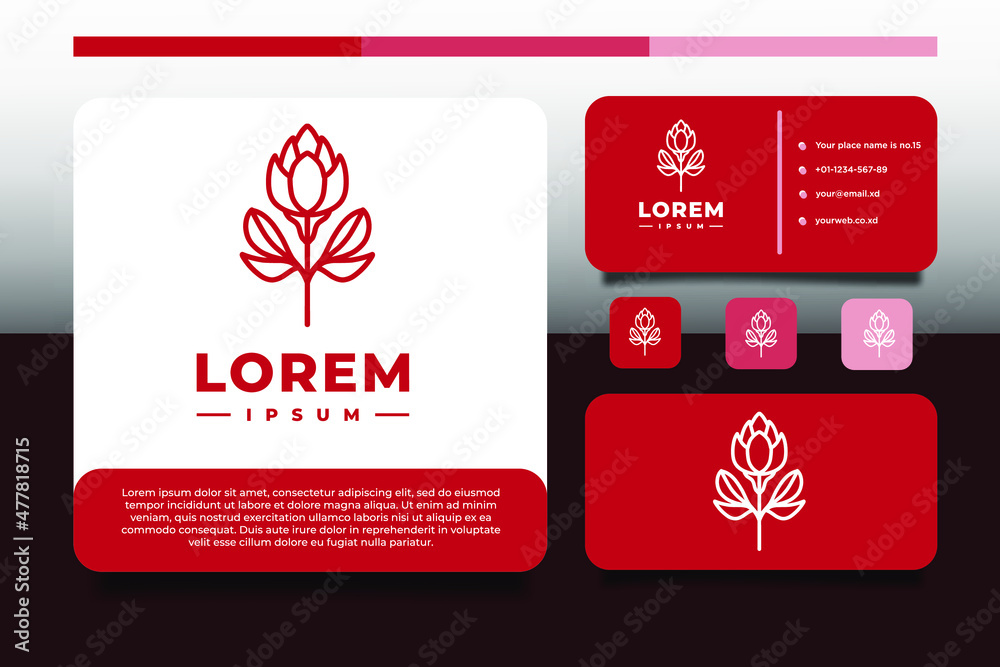 Rose flower logo design template, with business card design Stock ...
