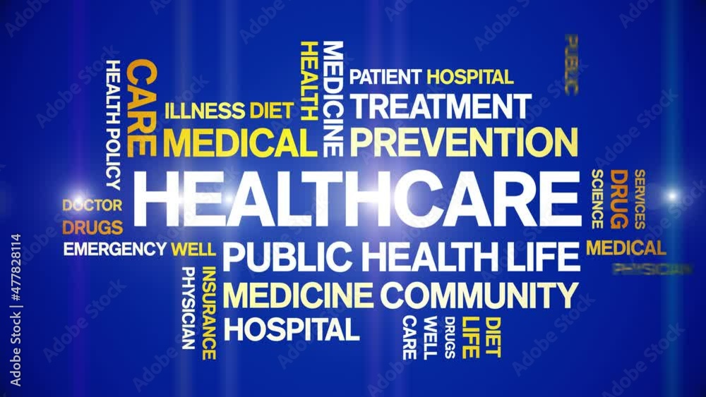 Healthcare animated tag word cloud;text design animation kinetic ...