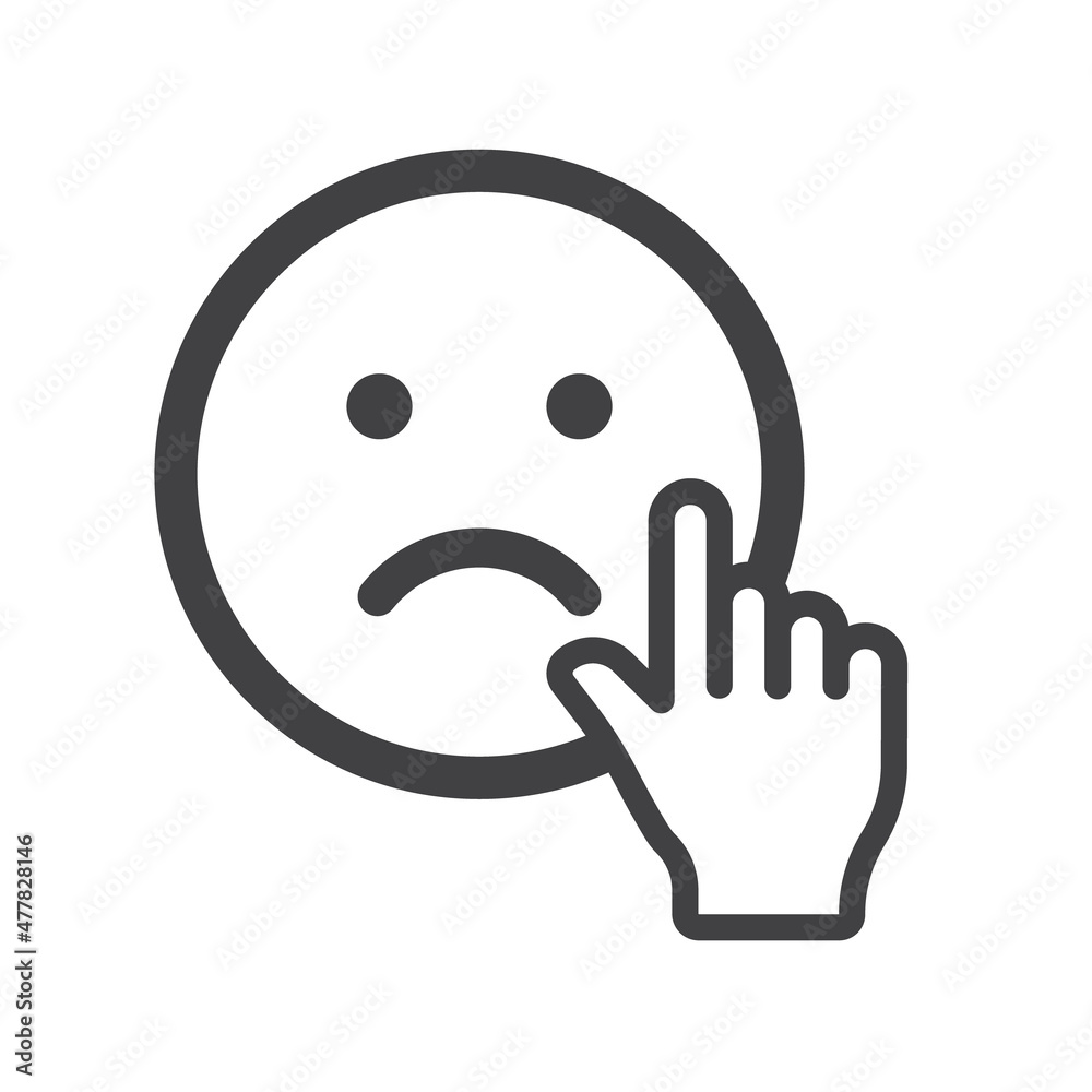 sad smiley click vector icon isolated on white background. sad smiley ...
