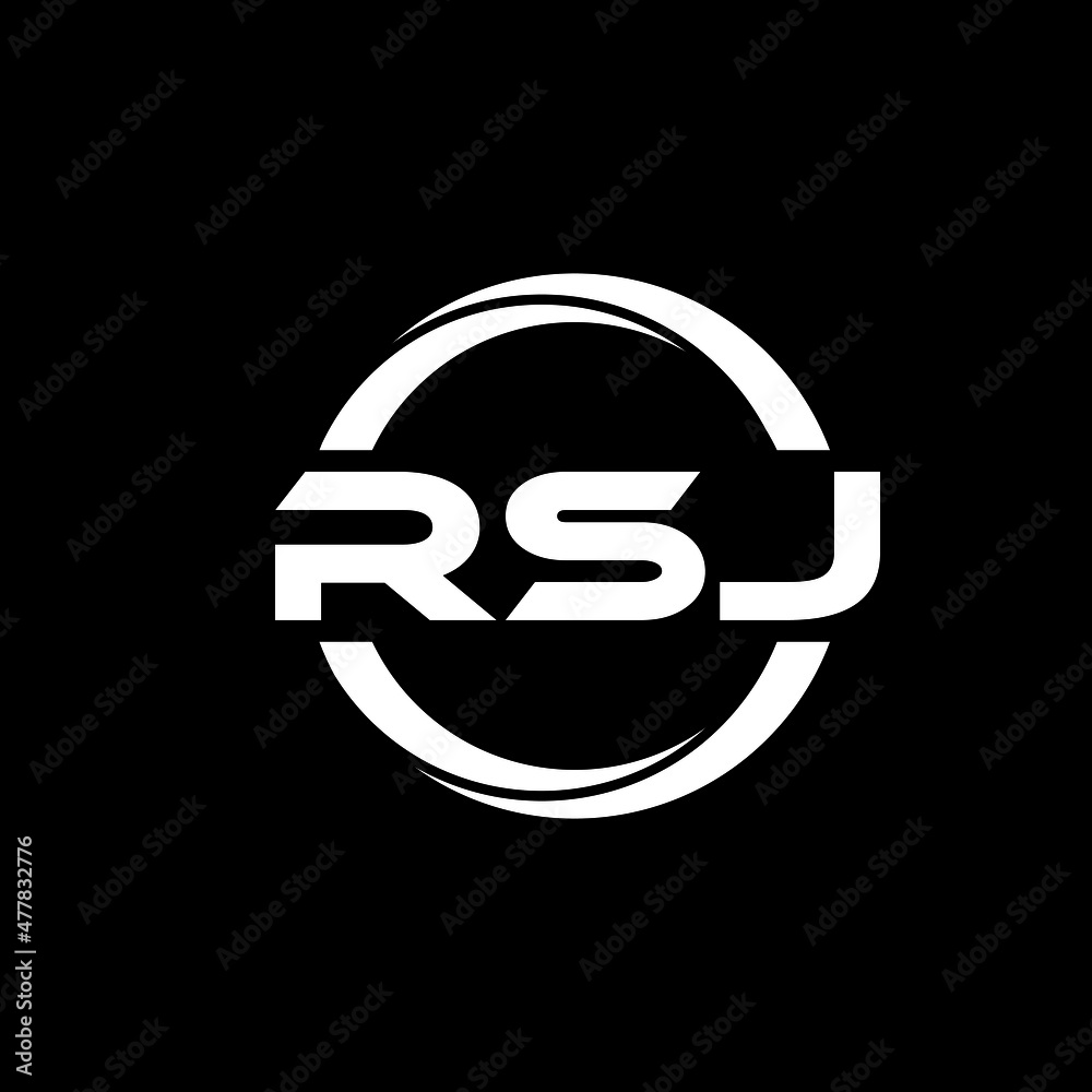 RSJ letter logo design with black background in illustrator, vector ...