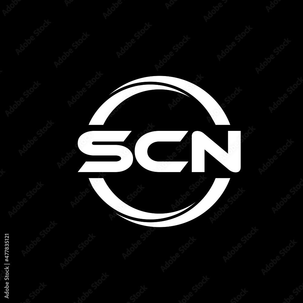 SCN letter logo design with black background in illustrator, vector ...