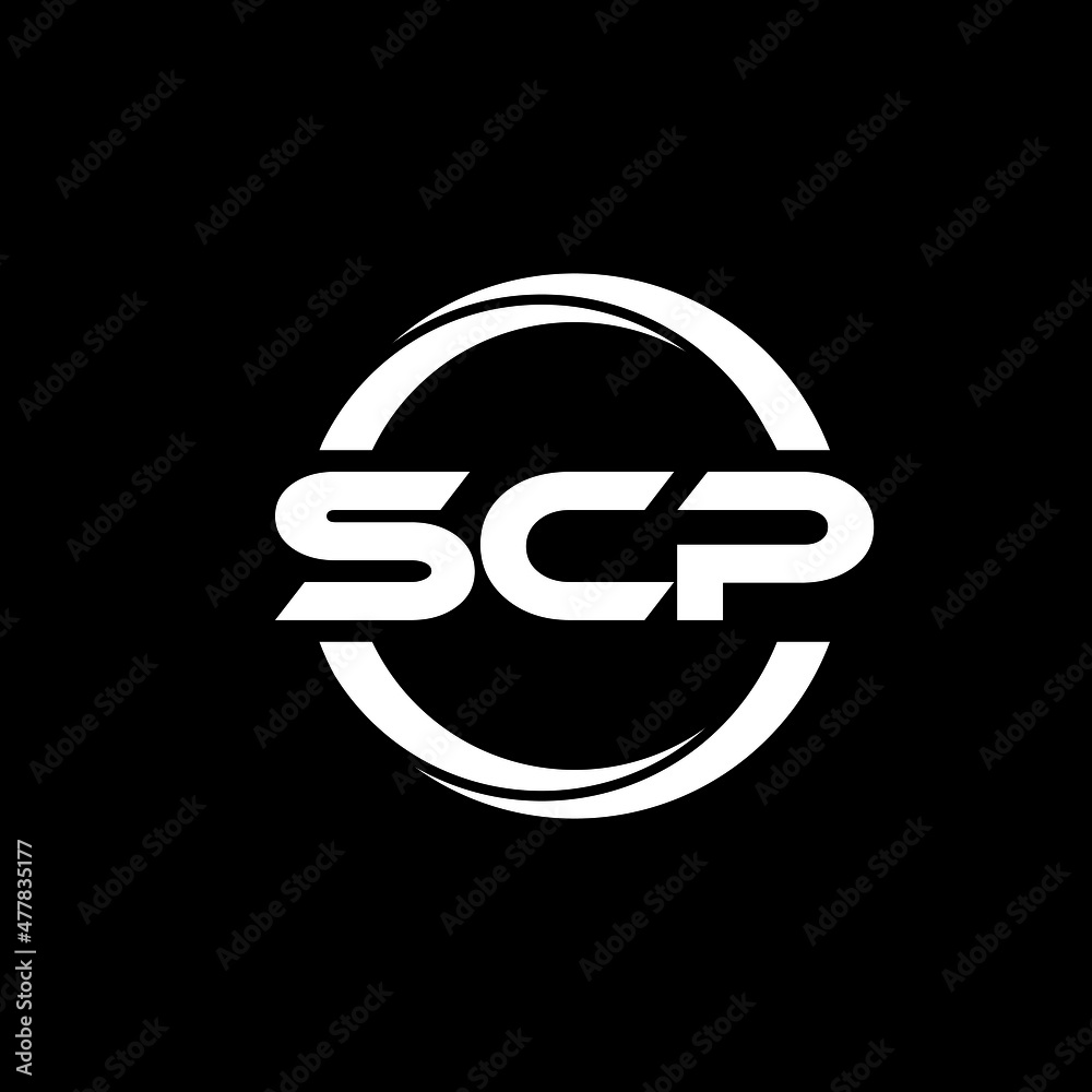 Vetor do Stock: SCP letter logo design with black background in ...