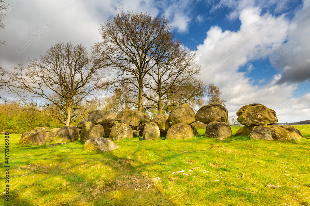Dolmen D14 in the province of Drenthe in the Netherlands with a ...