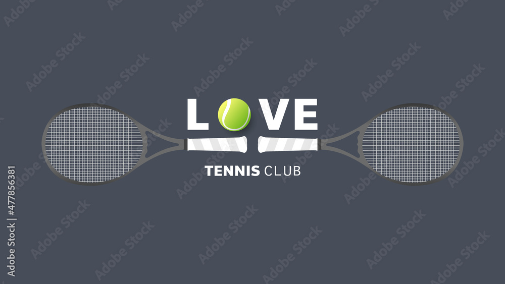 Tennis club logo with racket and ball , Simple flat design style ...