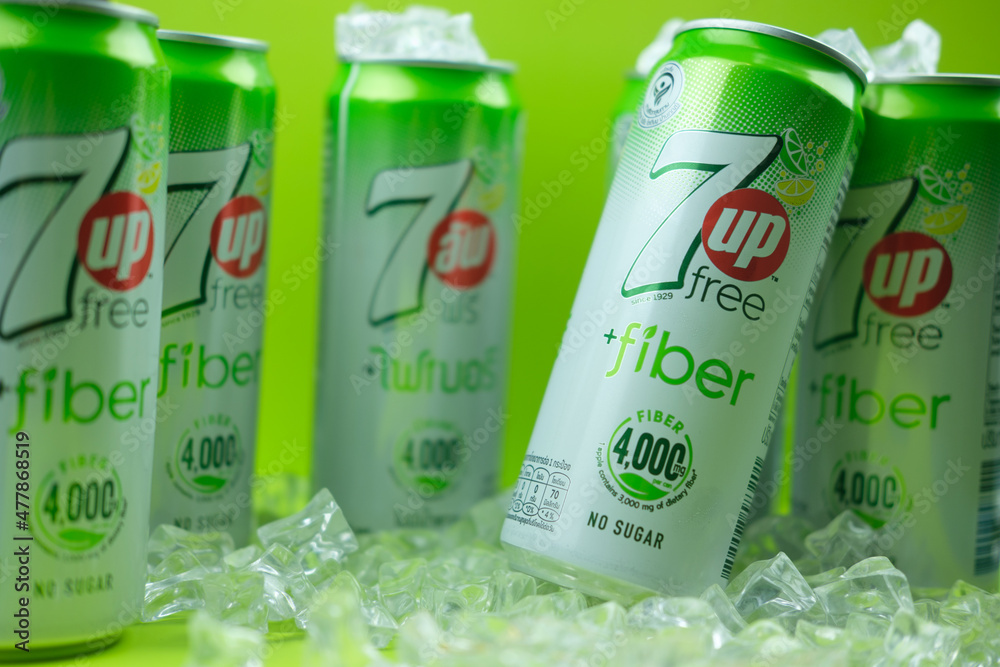 Samut Prakan, Thailand - January 1, 2022 : Aluminium can of 7UP Free ...