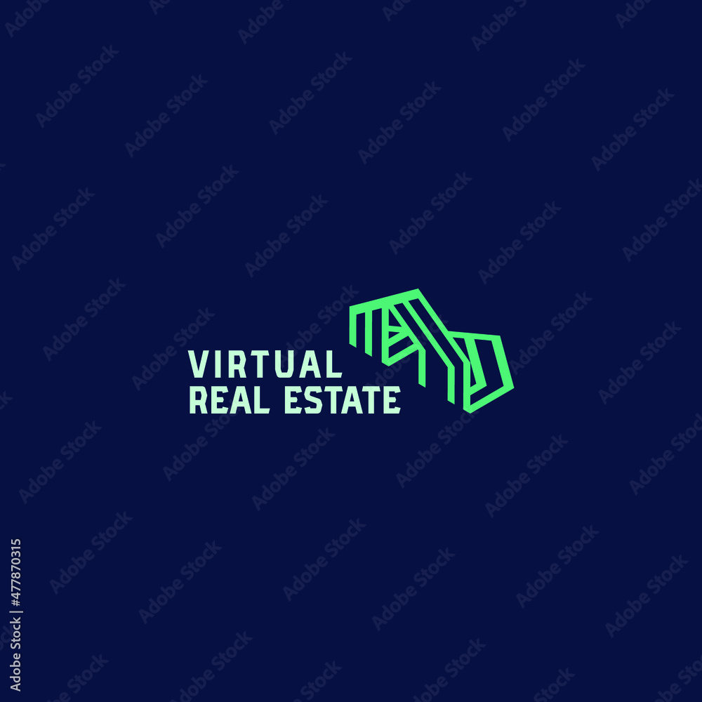 virtual real estate logo business vector design inspiration for ...