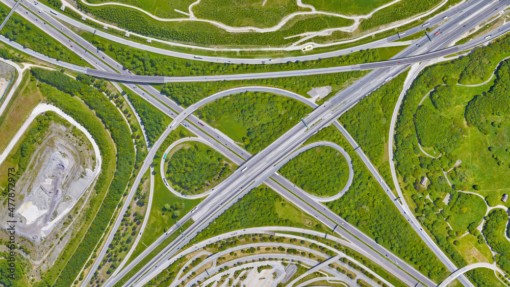Raod, highway, flyover road junction - spaghetti and roundabout looking ...