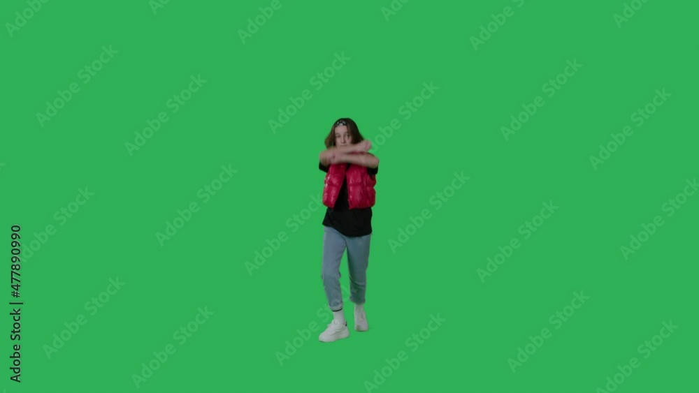 young beautiful girl dancing hip hop, dancehall, street dance over ...