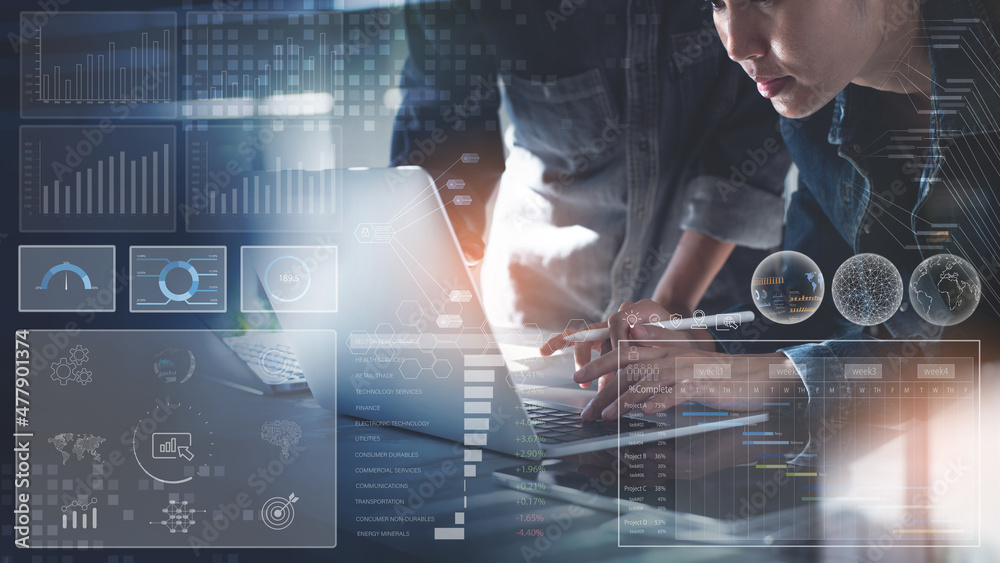 Data analysis, Intelligence (BI) and business analytics (BA) with key ...