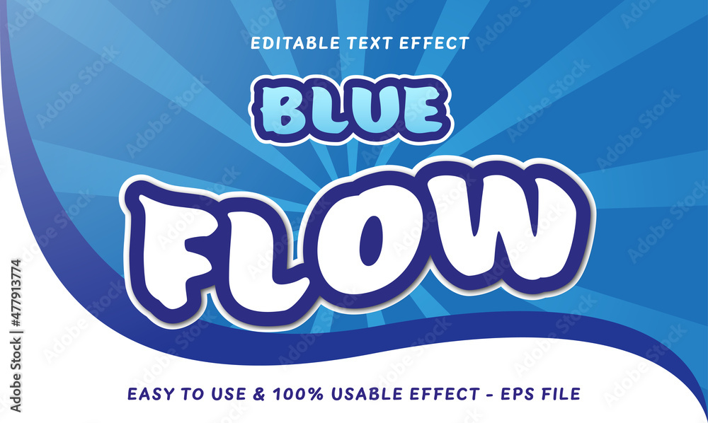 editable blue flow text effect usable for product or company logo Stock ...
