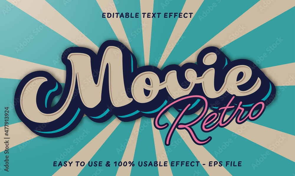 editable movie retro text effect usable for product or company logo ...