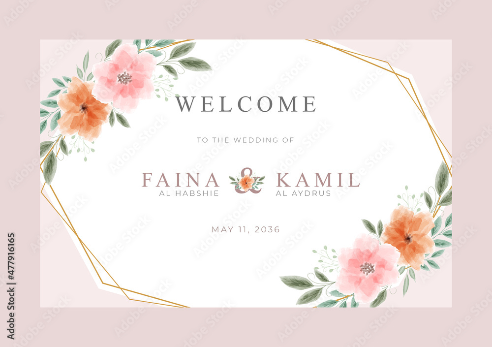 Beautiful and elegant wedding welcome sign Stock Vector | Adobe Stock