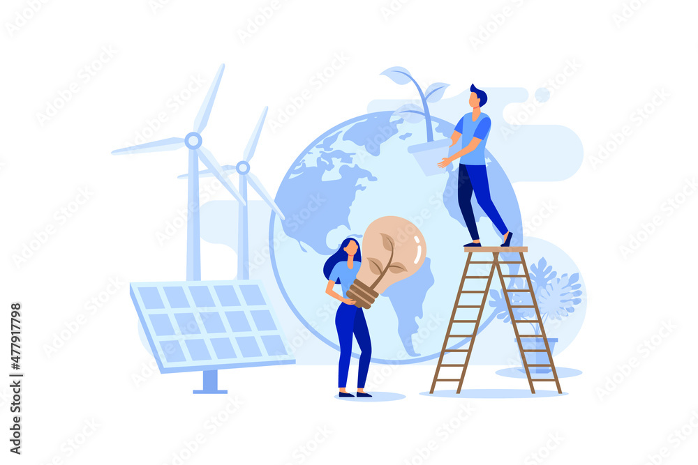 Green Clean Energy Concept, Showing green lifestyle using power from ...