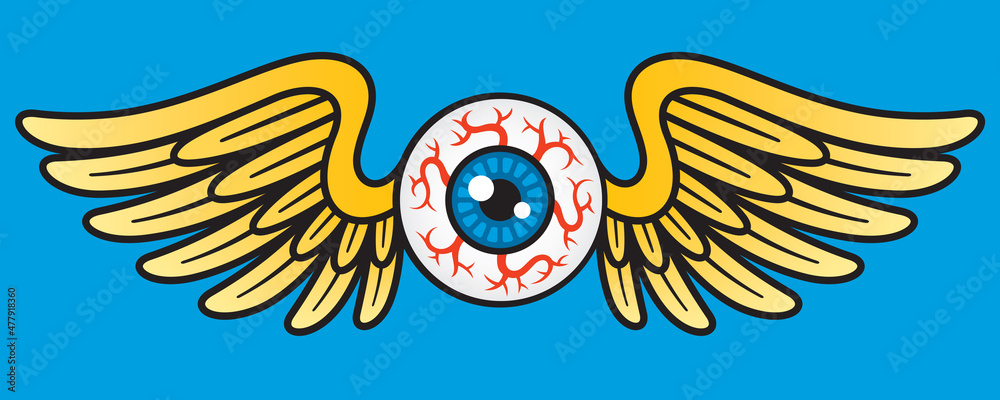 Flying Eyeball Vector Graphic. Vector Illustration of flying human ...