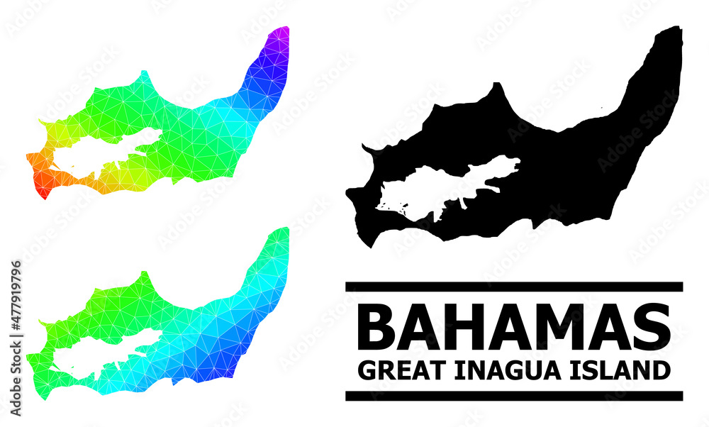Vector low-poly spectrum colored map of Great Inagua Island with ...