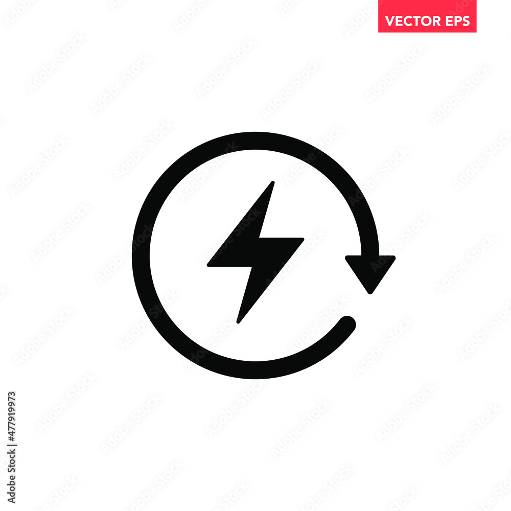 Vecteur Stock Black round energy recharge icon, simple renewable power ...