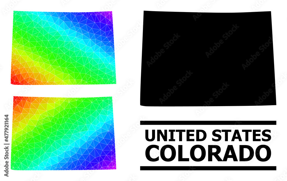 Vector lowpoly spectral colored map of Colorado State with diagonal ...
